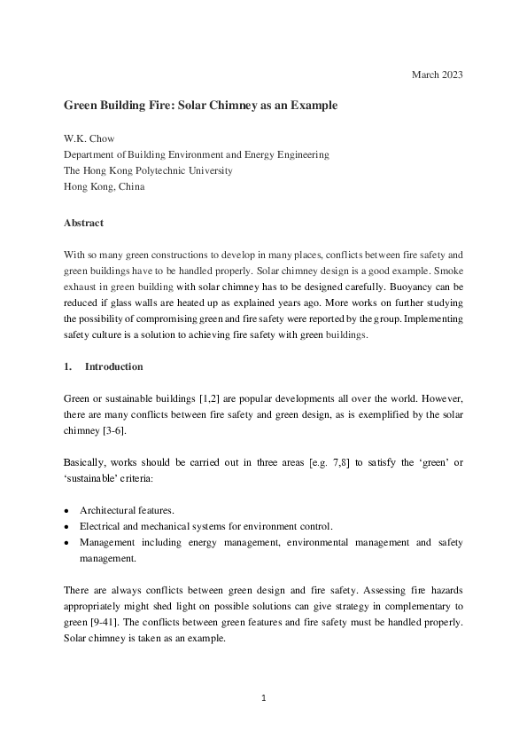 (PDF) Green Building Fire: Solar Chimney as an Example