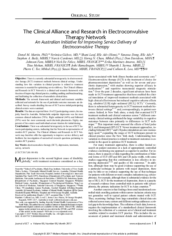(PDF) The Clinical Alliance and Research in Electroconvulsive Therapy ...