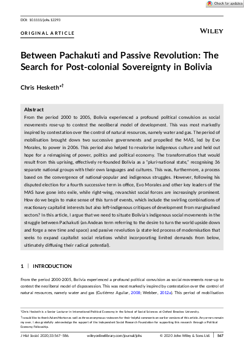(PDF) Between Pachakuti and Passive Revolution: The Search for Post ...