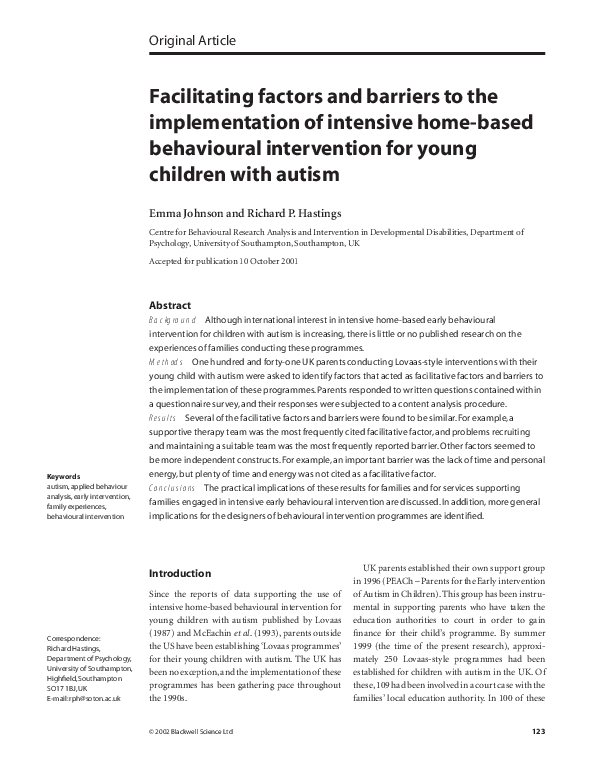 (PDF) Facilitating factors and barriers to the implementation of ...