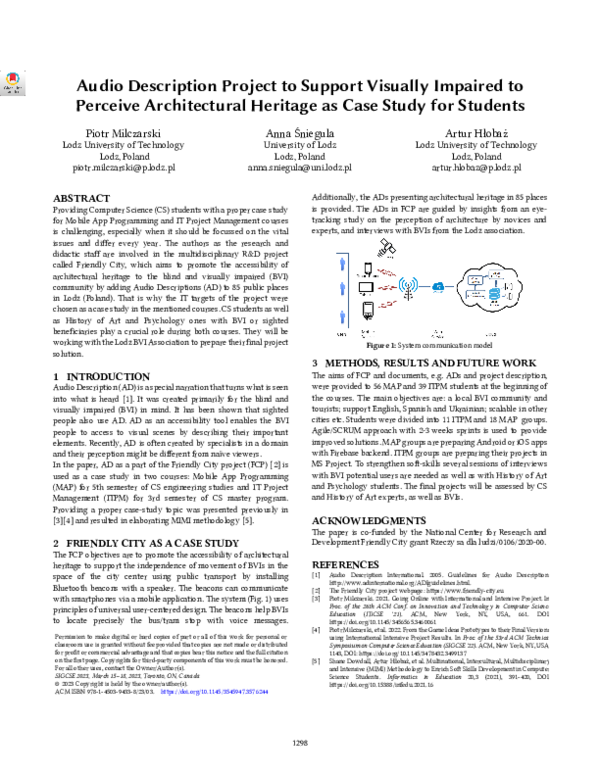 (PDF) Audio Description Project to Support Visually Impaired to ...