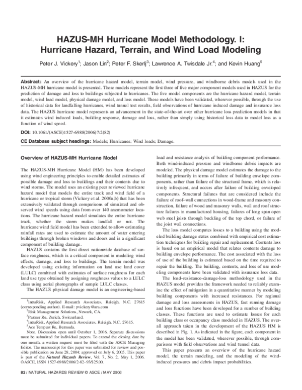 (PDF) HAZUS-MH Hurricane Model Methodology. I: Hurricane Hazard ...