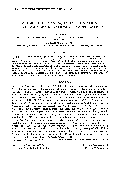 (PDF) Asymptotic least-squares estimation efficiency considerations and applications