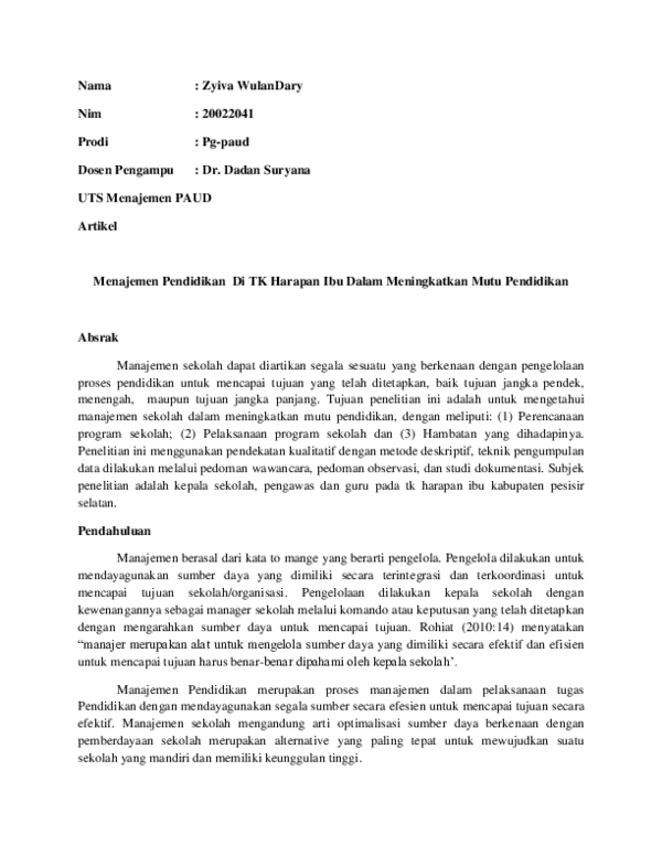 (PDF) UTS MENAJEMEN PAUD | ZyivaWulan Dari - Academia.edu