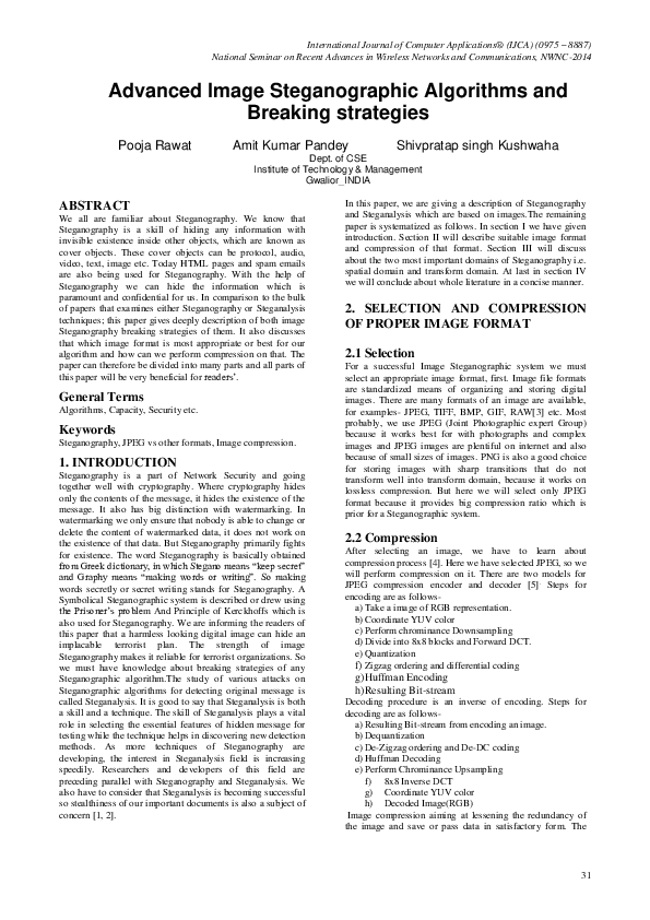 Pdf Advanced Image Steganographic Algorithms And Breaking Strategies An Analysis Shiv
