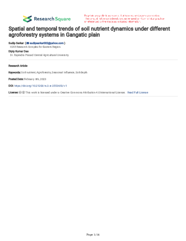 (PDF) Spatial and temporal trends of soil nutrient dynamics under different agroforestry systems ...