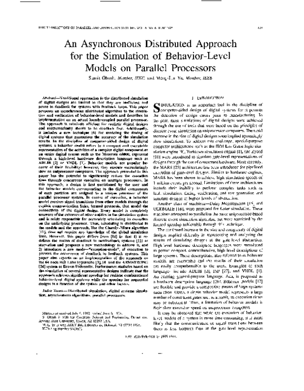(PDF) An asynchronous distributed approach for the simulation of behavior-level models on ...