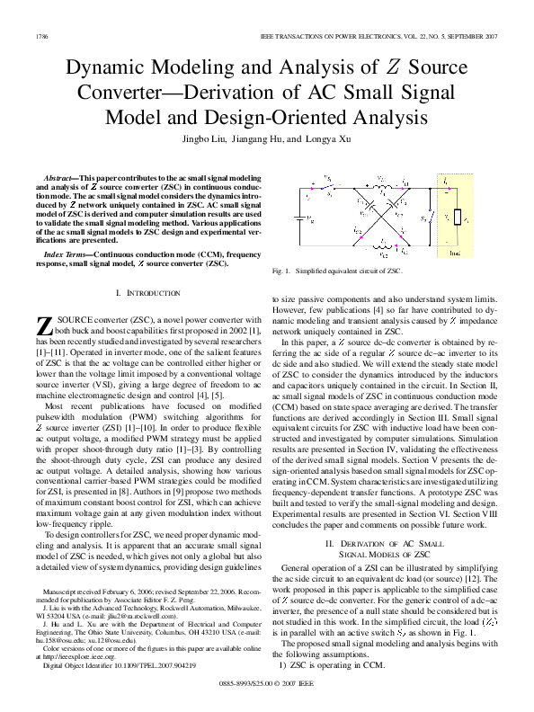 (PDF) Dynamic Modeling and Analysis of $Z$ Source Converter—Derivation of AC Small Signal Model ...