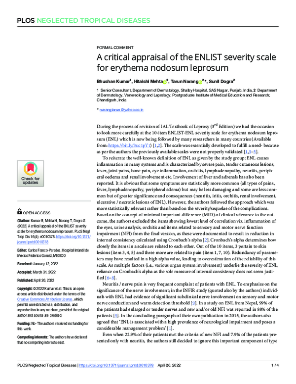 (PDF) A critical appraisal of the ENLIST severity scale for erythema ...