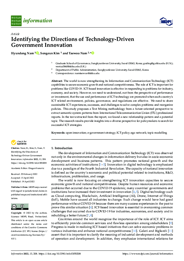 (PDF) Identifying the Directions of Technology-Driven Government Innovation