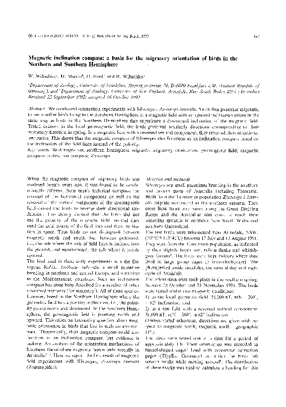 (PDF) Magnetic inclination compass: A basis for the migratory ...