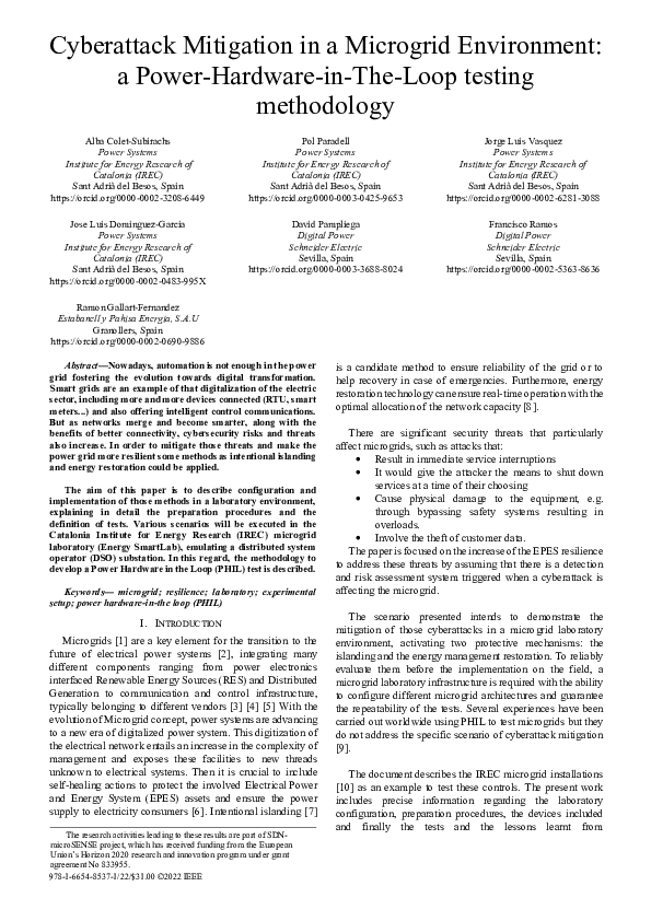 Pdf Cyberattack Mitigation In A Microgrid Environment A Power