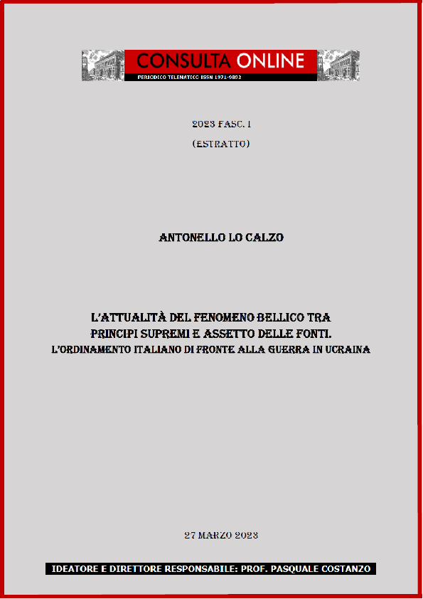 (PDF) L’attualità del fenomeno bellico tra principi supremi e assetto ...