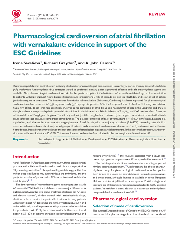 (PDF) Pharmacological cardioversion of atrial fibrillation with ...