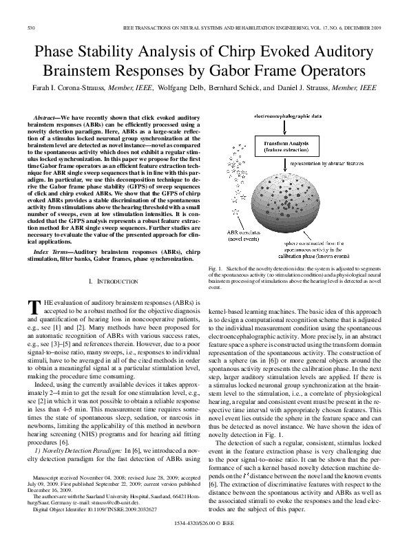 (PDF) Phase Stability Analysis of Chirp Evoked Auditory Brainstem Responses by Gabor Frame Operators