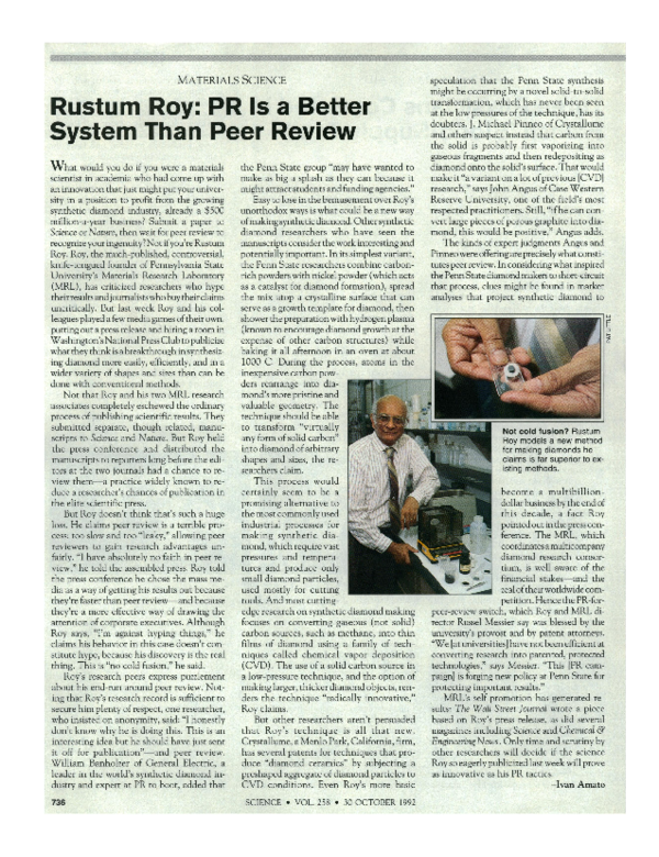 (PDF) Rustum Roy: PR Is a Better System Than Peer Review | Ivan Amato - Academia.edu