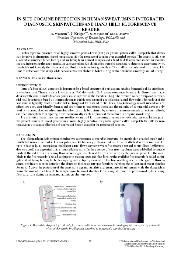 (PDF) In Situ Cocaine Detection in Human Sweat Using Integrated ...
