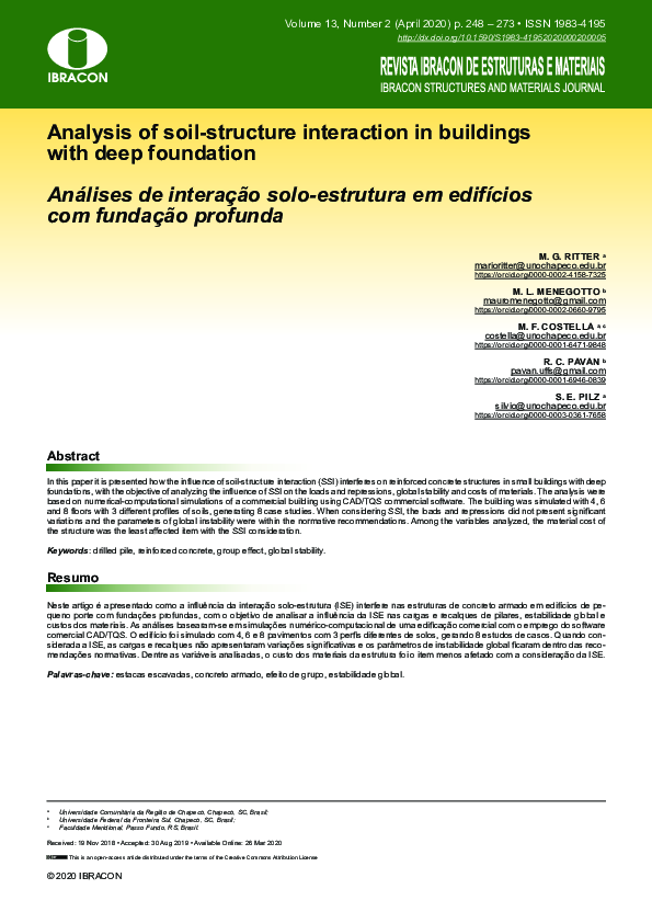 (PDF) Analysis of soil-structure interaction in buildings with deep foundation