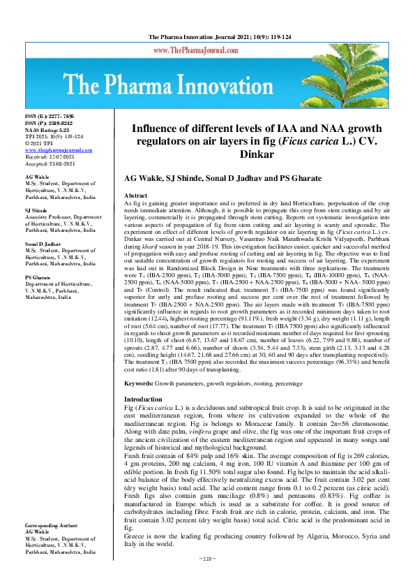 (PDF) Influence of different levels of IAA and NAA growth regulators on ...