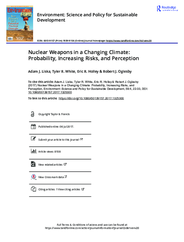 (PDF) Nuclear Weapons in a Changing Climate: Probability, Increasing Risks, and Perception