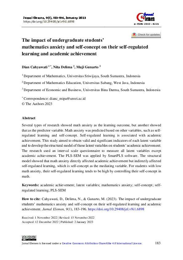 (PDF) The impact of undergraduate students’ mathematics anxiety and self-concept on their self ...