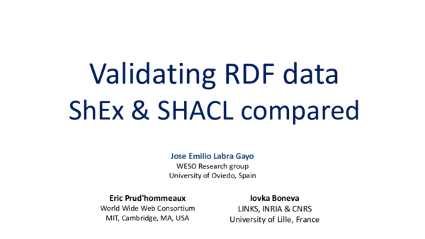 (PDF) Validating RDF Data: ShEx and SHACL compared