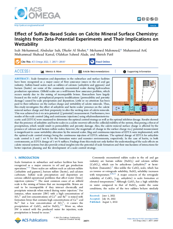 (PDF) Effect of Sulfate-Based Scales on Calcite Mineral Surface ...