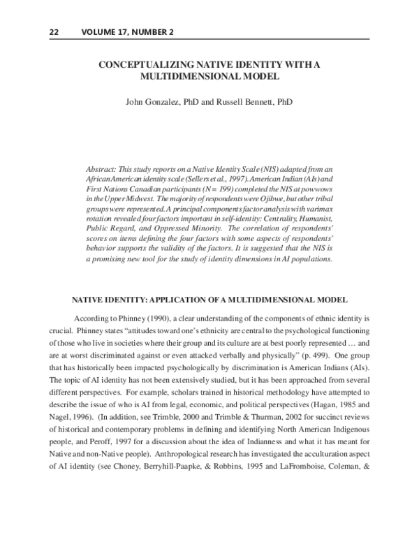 (PDF) Conceptualizing Native Identity with a Multidimensional Model