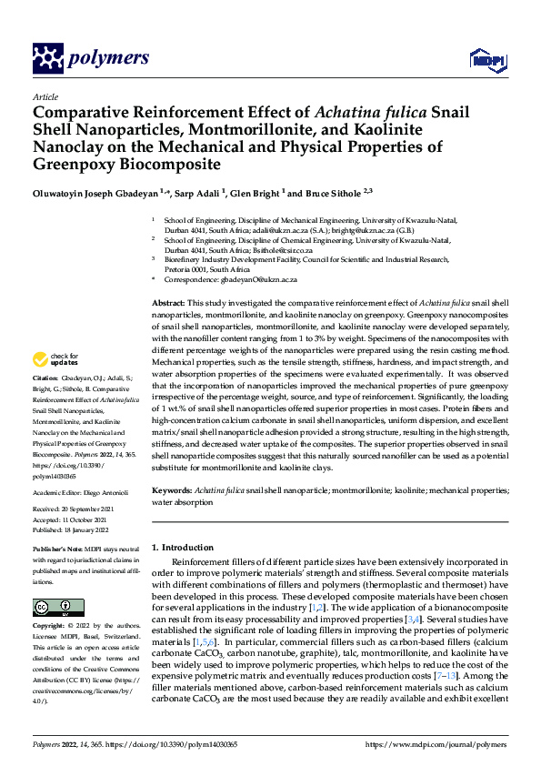 (PDF) Comparative Reinforcement Effect of Achatina fulica Snail Shell ...