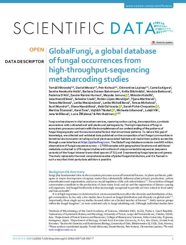 (PDF) GlobalFungi, a global database of fungal occurrences from high-throughput-sequencing ...