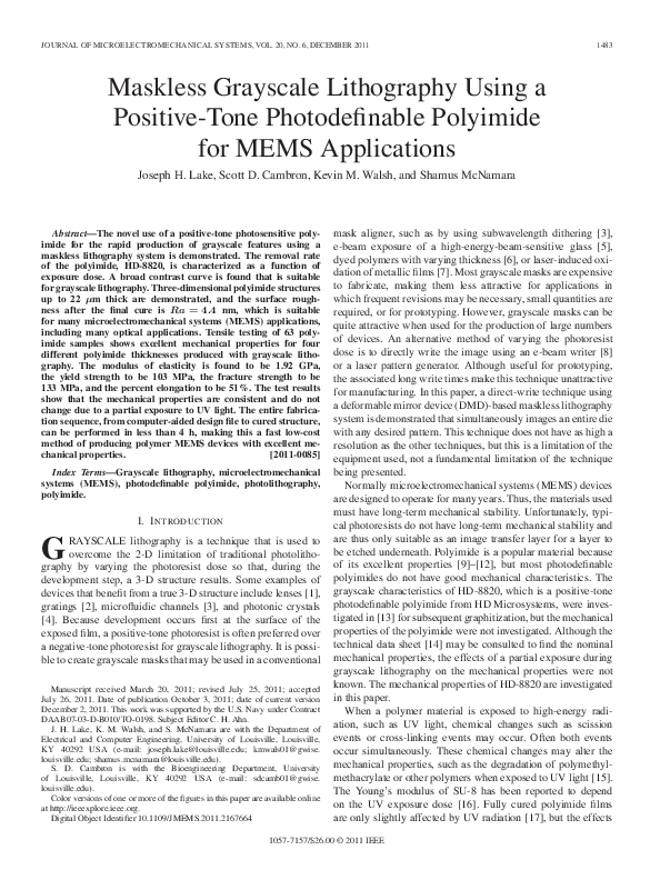(PDF) Maskless Grayscale Lithography Using a Positive-Tone ...