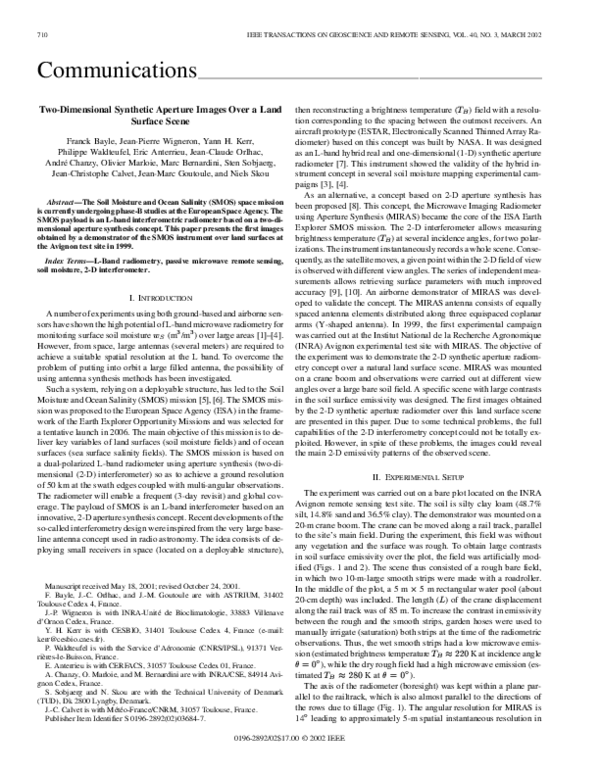 (PDF) Two-dimensional synthetic aperture images over a land surface scene