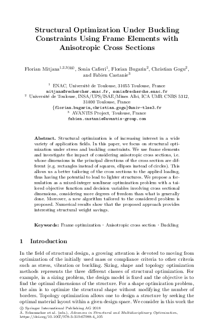 (PDF) Structural Optimization Under Buckling Constraints Using Frame Elements with Anisotropic ...