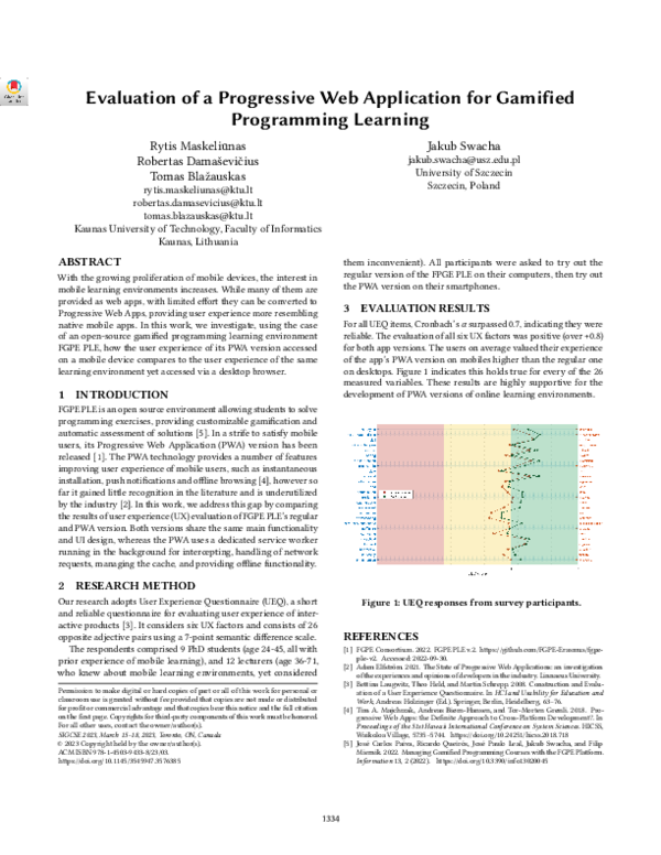 (PDF) Evaluation of a Progressive Web Application for Gamified Programming Learning