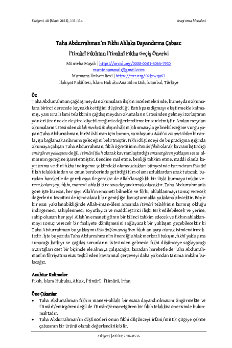 (PDF) Taha Abdurrahman’s Effort to Base Fiqh on Ethic: A Proposal for ...