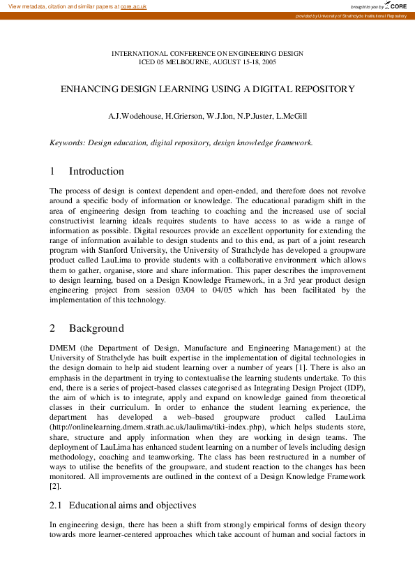 (PDF) Enhancing design learning using a digital repository