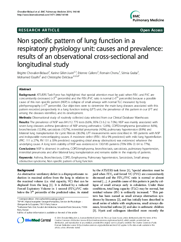 (PDF) Non specific pattern of lung function in a respiratory physiology ...