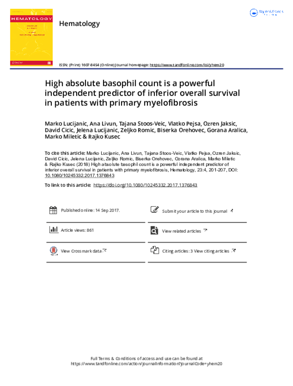 (PDF) High absolute basophil count is a powerful independent predictor ...