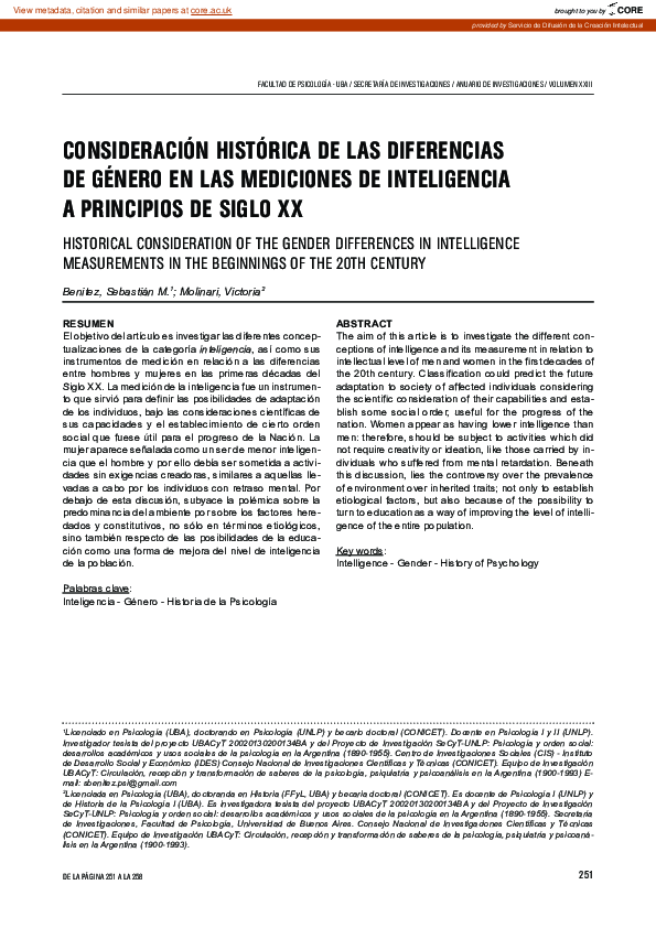 (PDF) Historical consideration of the gender differences in ...