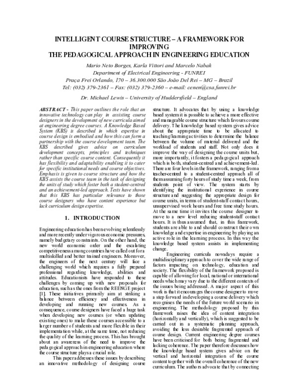 (PDF) Intelligent Course Structure: A Framework for Improving the ...