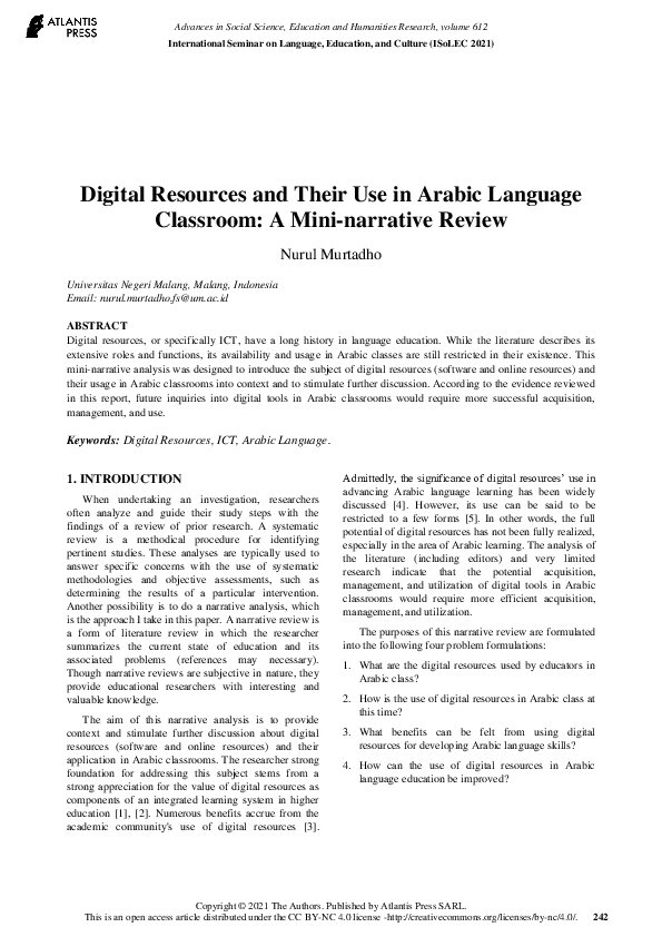 (PDF) Digital Resources and Their Use in Arabic Language Classroom: A ...
