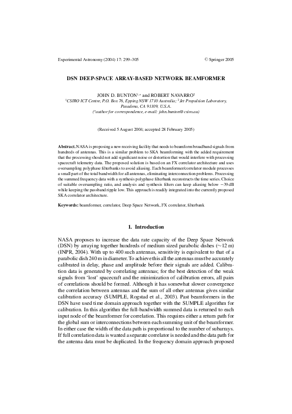 (PDF) DSN Deep-Space Array-Based Network Beamformer
