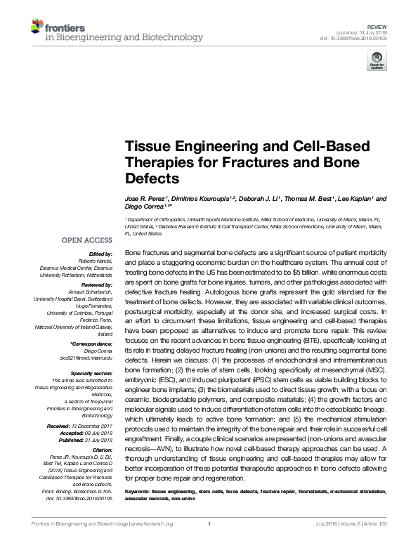 (PDF) Tissue Engineering and Cell-Based Therapies for Fractures and ...