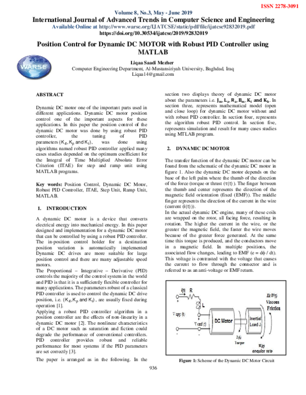 (PDF) Position Control for Dynamic DC MOTOR with Robust PID Controller ...