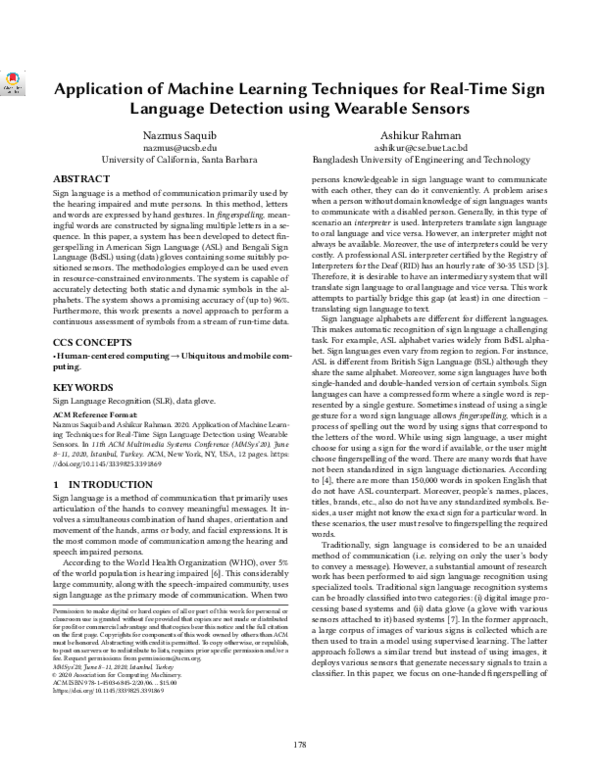 (PDF) Application of machine learning techniques for real-time sign language detection using ...