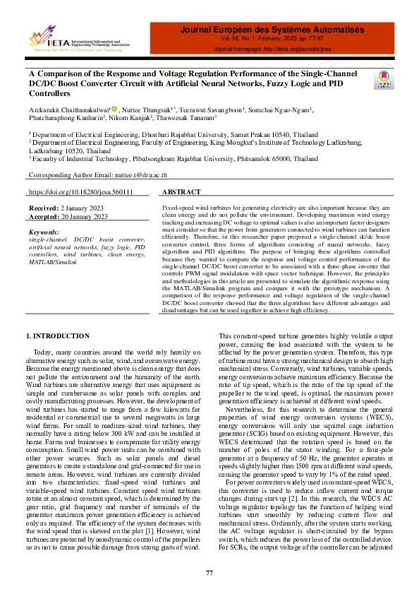 (PDF) A Comparison of the Response and Voltage Regulation Performance ...