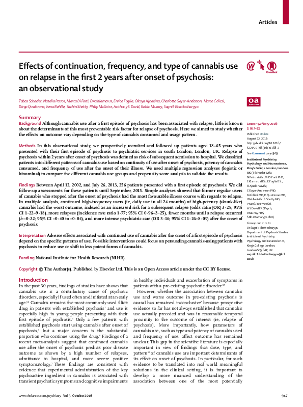 (PDF) Effects of continuation, frequency, and type of cannabis use on ...