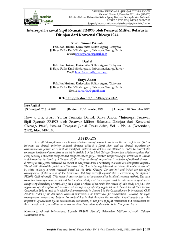 (PDF) Intersepsi Pesawat Sipil Ryanair FR4978 oleh Pesawat Militer ...