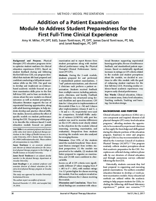 (PDF) Addition of a Patient Examination Module to Address Student ...