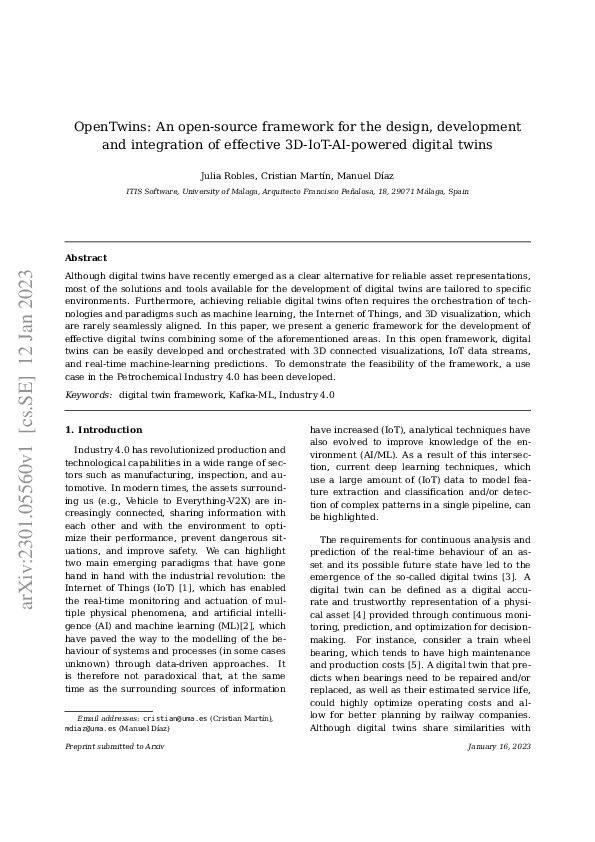 Pdf Opentwins An Open Source Framework For The Design Development And Integration Of